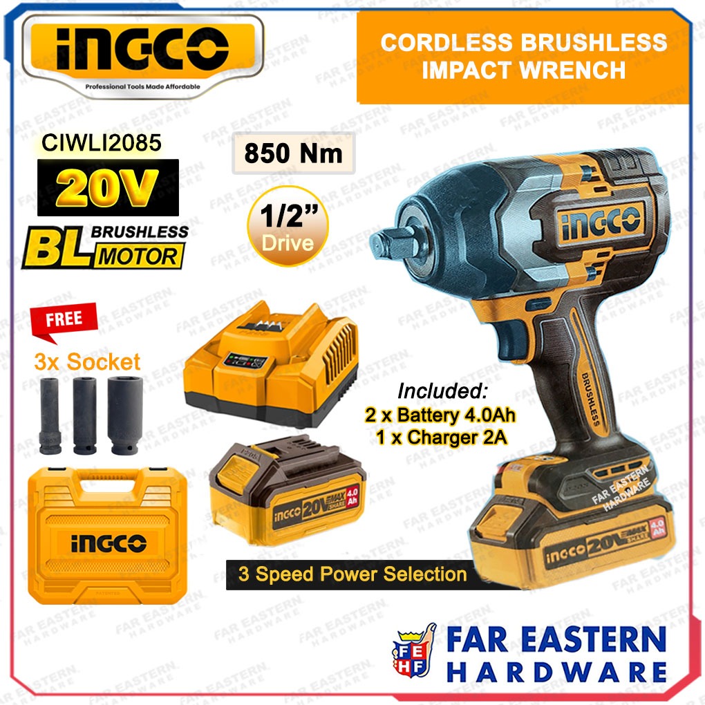 INGCO Cordless Brushless Impact Wrench 1/2 INGCO Cordless Brushless Impact Wrench 1/2