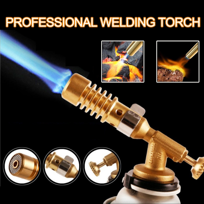 Camping BBQ Gas Jet Flame Burner Gun Fire Nozzle Heat Flame Gun Bronze ...
