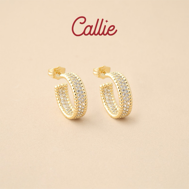 Callie 14k Gold Plated Cyrene Chunky Diamond Hoop Earrings Shop Callie ...