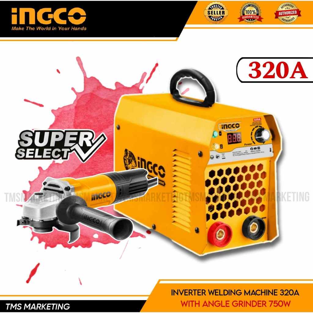 INGCO Welding 320A ING-MMA3203PL with FREE Angle Grinder 750w AG70012 ...