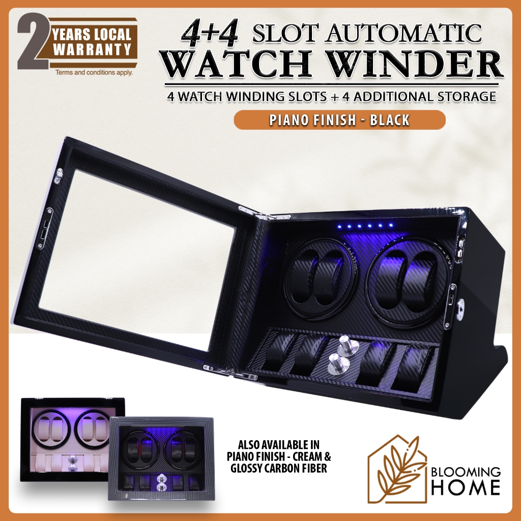 4 Slots Automatic Watch Winder with 4 Additional Storage Display ...
