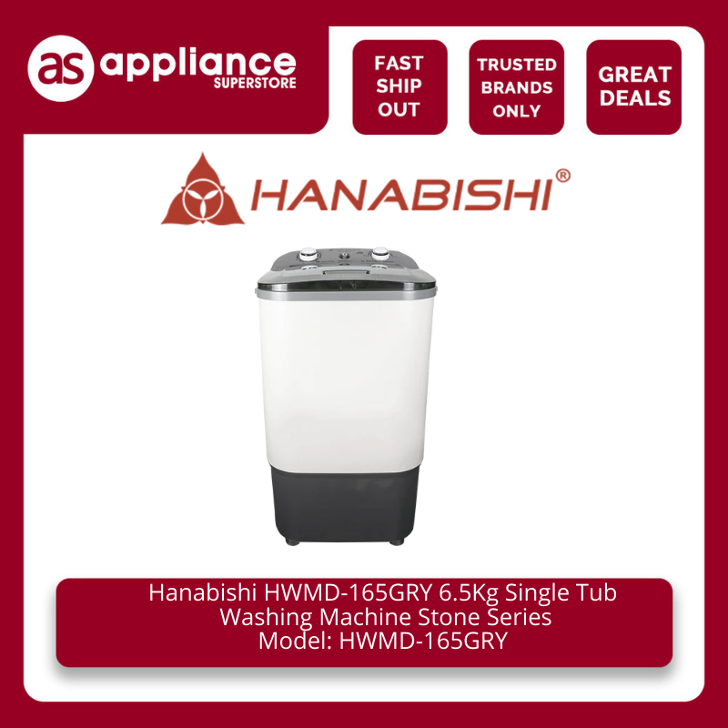 Hanabishi HWMD-165GRY 6.5 Kg Single Tub Washing Machine Stone Series ...