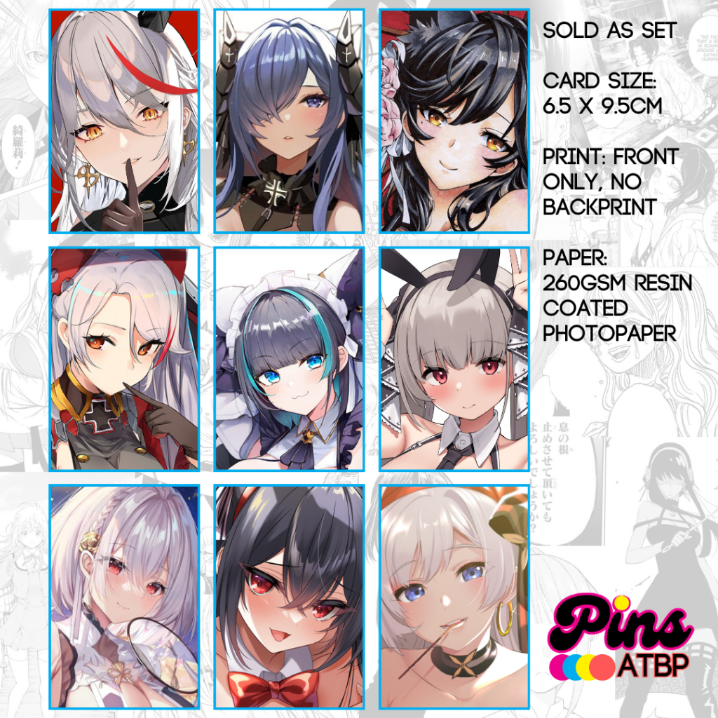 (UPDATED) 9PCS SET Azur Lane Photocards - Pins ATBP | Shopee Philippines