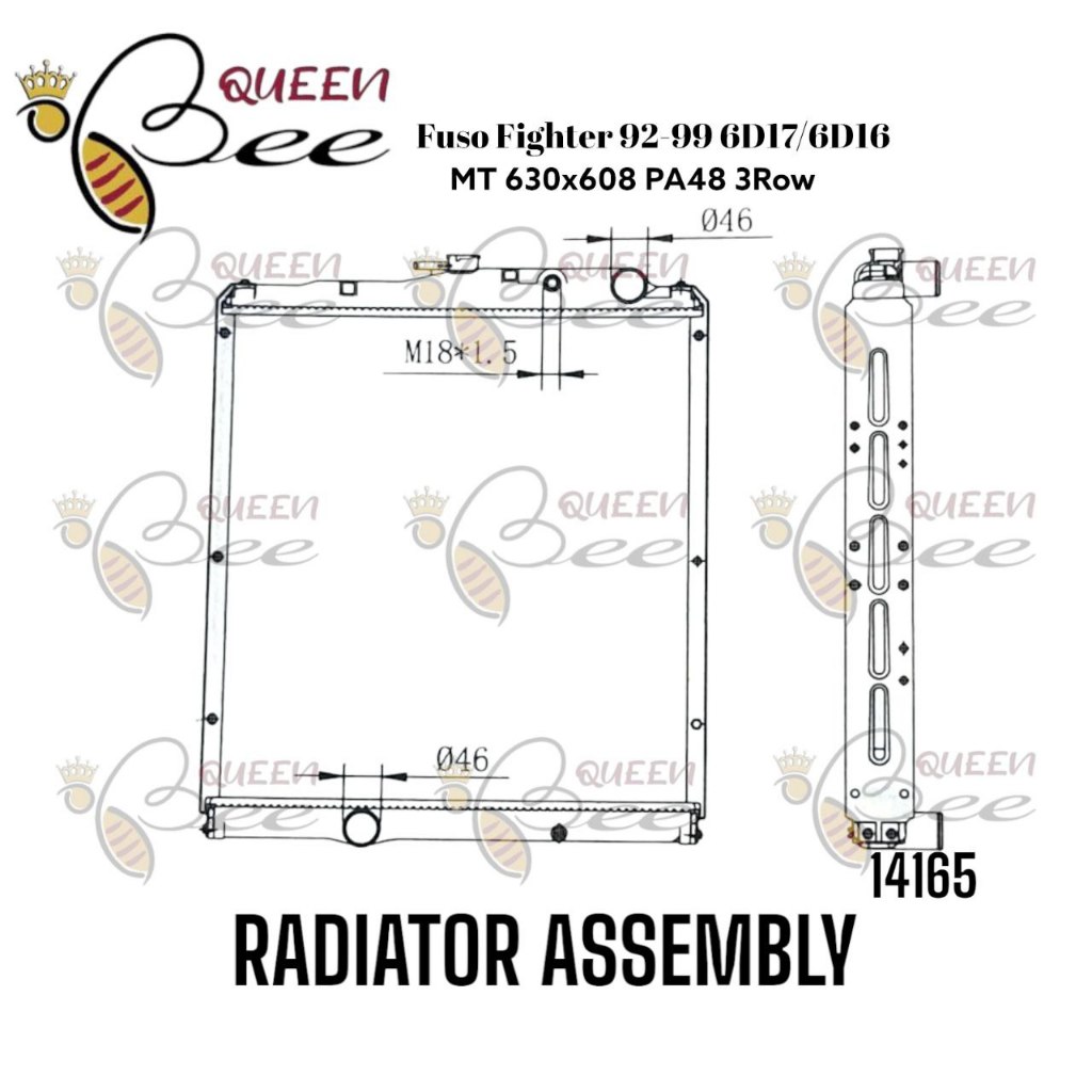 QUEENBEE 14165 Fuso Fighter 6D17 6D16 Radiator Assembly M/T PA48 3ROWS ...
