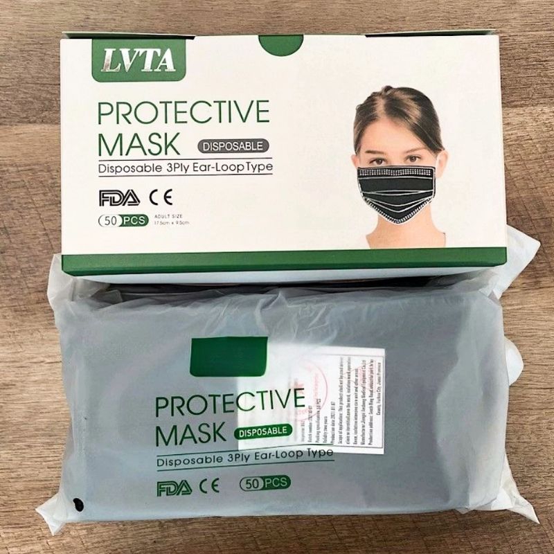50 PCS Original L\/TA SUPER THICK Black Outside White Inside Face Mask ...