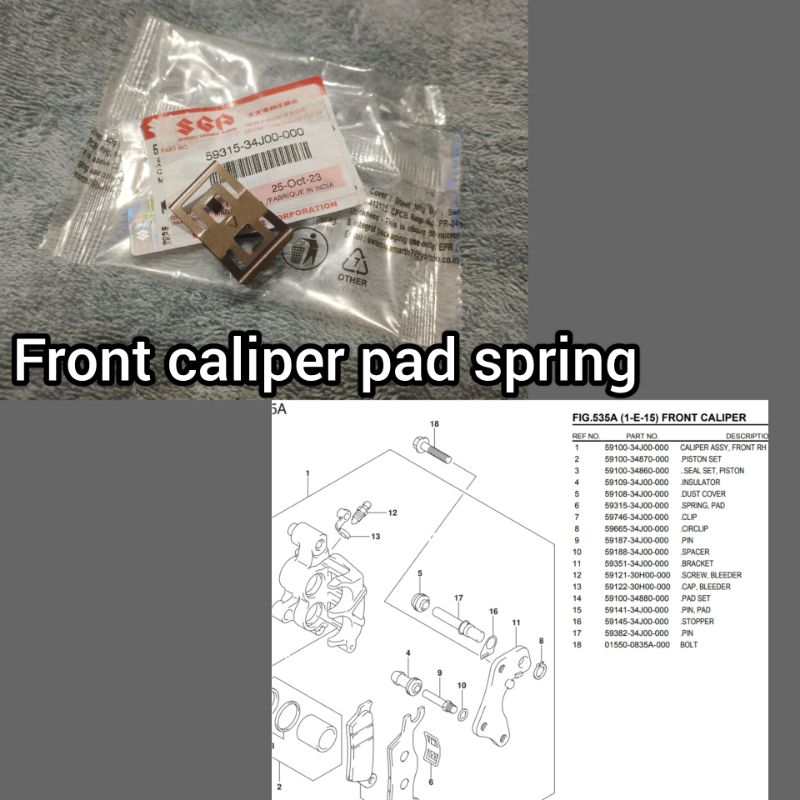 Gixxer Fron Caliper Spring Pad | Shopee Philippines