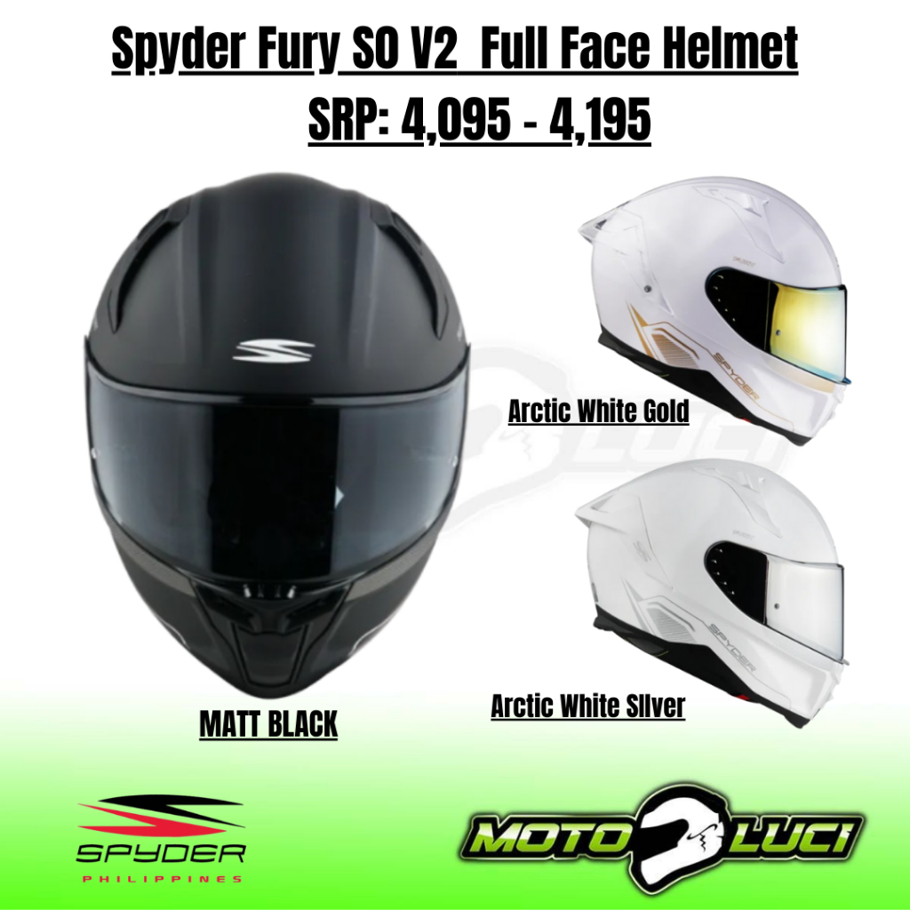 Spyder Fury S0V2 Full Face Dual Visor Helmet (FREE Clear Visor ...