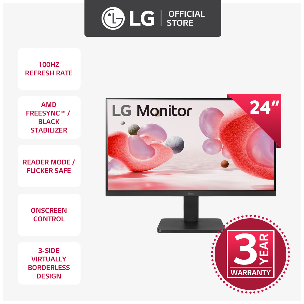 LG 24 inch Monitor 24MR400 B Full HD with 3 Side Virtually Borderless ...
