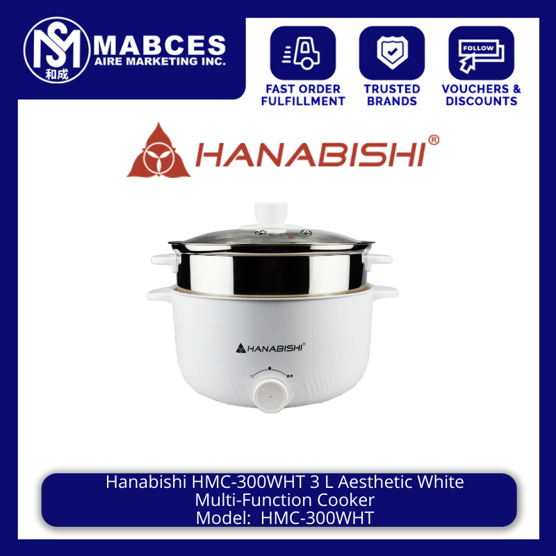 Hanabishi HMC-300WHT 3 L Aesthetic White Multi-Function Cooker | Shopee ...