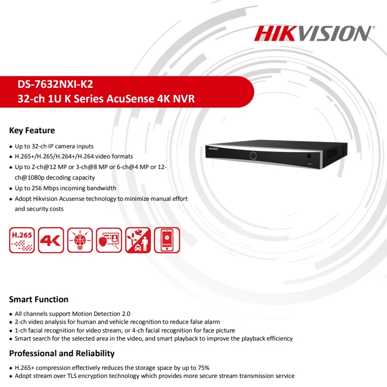 Hikvision 4CH 8CH 16CH 32CH CCTV NVR 4K IP camera NVR H.265+ video ...