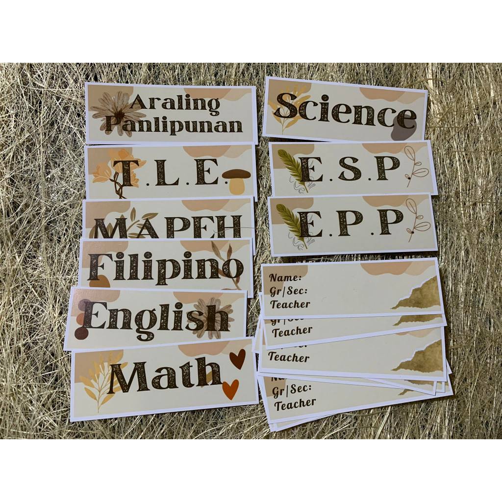 BROWN AESTHETIC SUBJECT AND NAME STICKER SET | Shopee Philippines