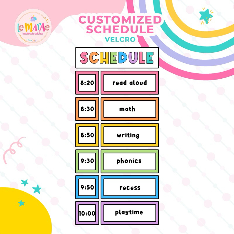 SCHOOL DECORATION CUSTOMIZED SCHEDULE OF THE DAY Laminated Educational ...