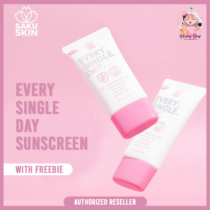 Saku Skin Every Single Day Sunscreen SPF50 No White Cast WITH FREEBIE ...