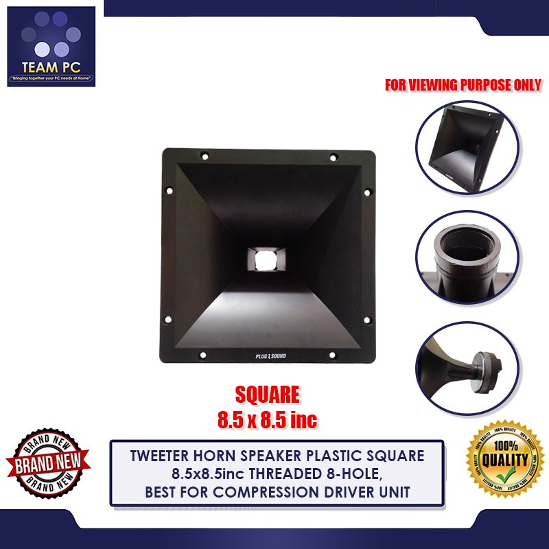 TEAM PC TWEETER HORN SPEAKER PLASTIC SQUARE 8.5x8.5inc THREADED 8-HOLE ...