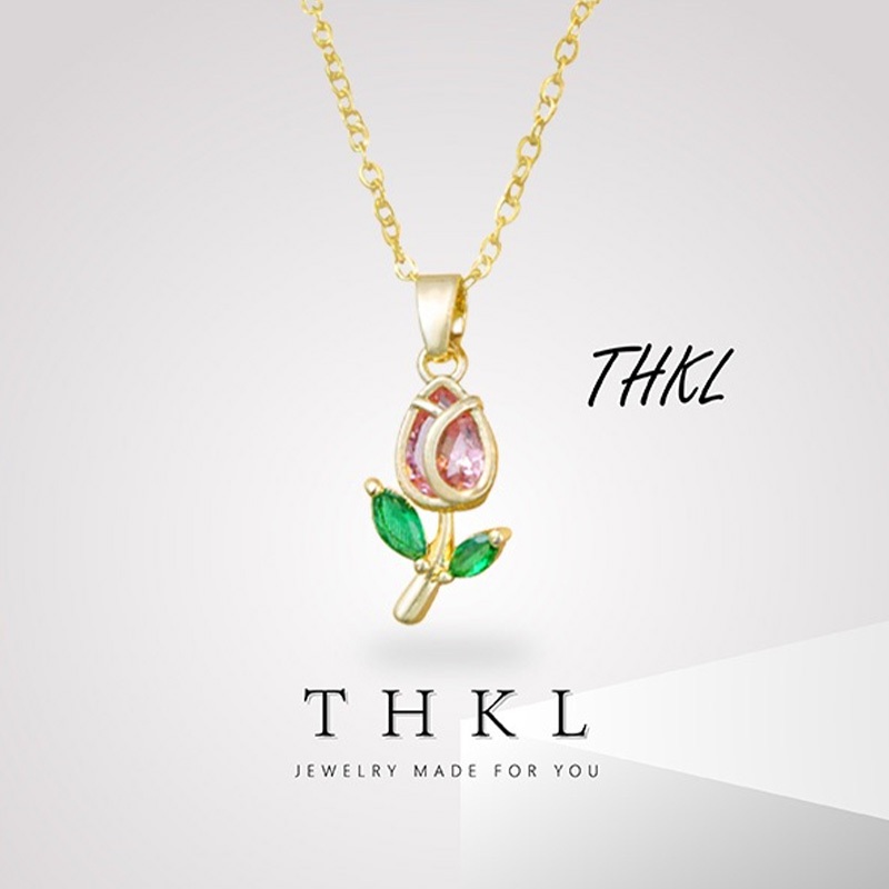 THKL 18K Gold Plated Tulip Necklace For Women With box Jewelry For ...