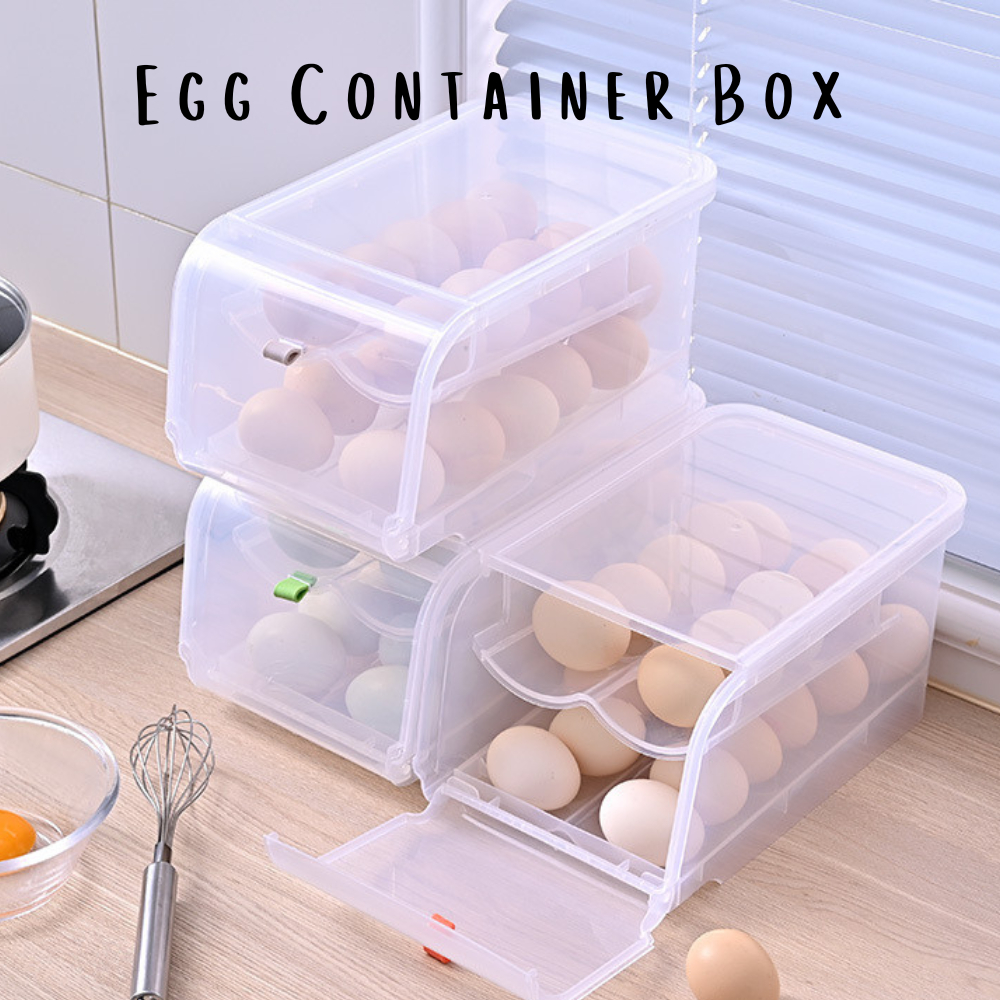 Space Saving Double Layer Egg Container Box Drawer Design Plastic ...