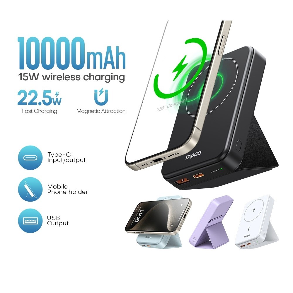 Rapoo RMG10 Foldable Magnetic Powerbank 10000mAh 15W Fast Charging ...
