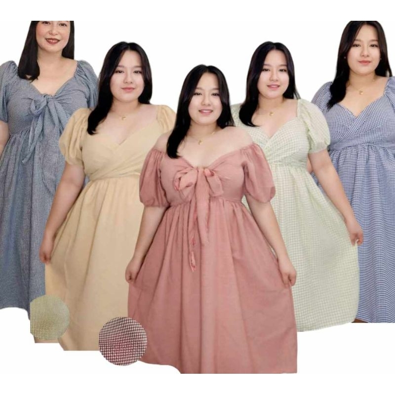 ONHAND PLUS SIZE LARGE TO 3XL TATI PUFF SLEEVES PLAID MAXI DRESS BY ...