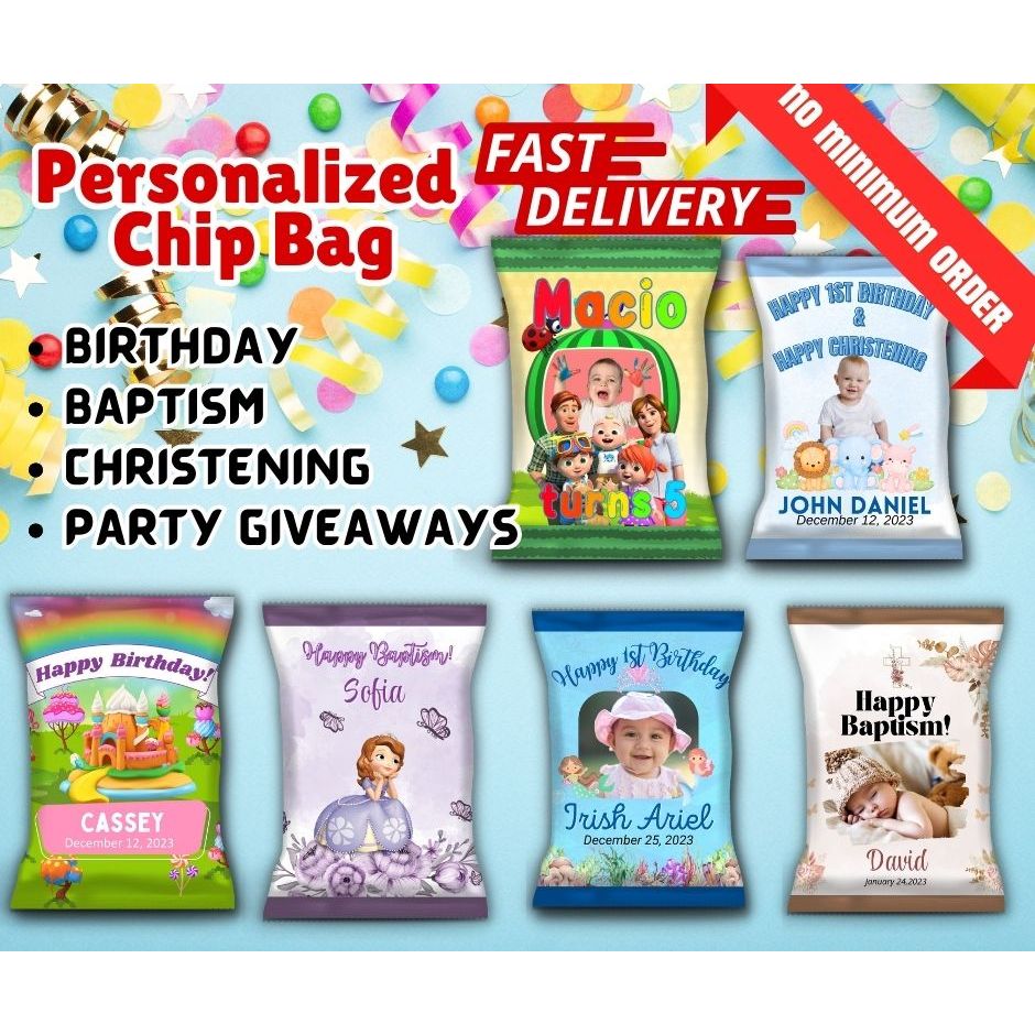 Personalized Chip Bag for Birthday, Dedication, Christening giveaways ...