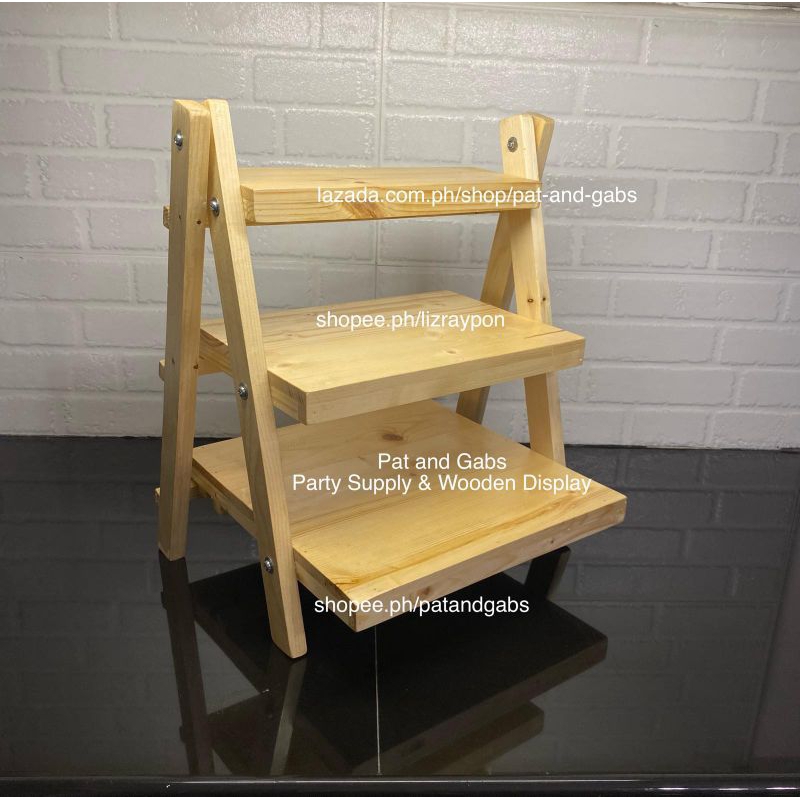 3 LAYER TABLE TOP WOODEN FOLDING RACK/MULTIPURPOSE RACK | Shopee ...