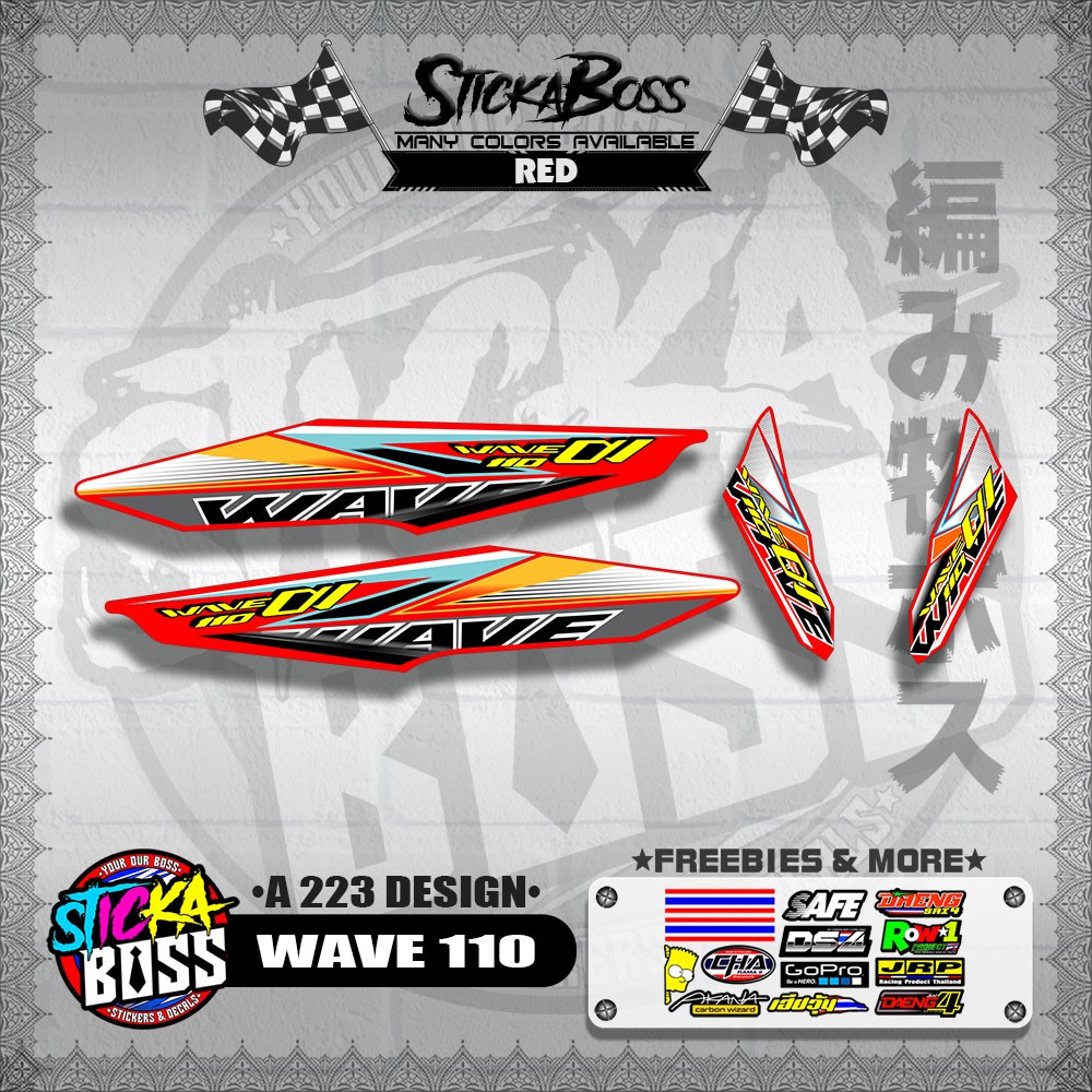 WAVE 110 DECALS ( A 223 DESIGN )【WITH FREEBIES】 | Shopee Philippines