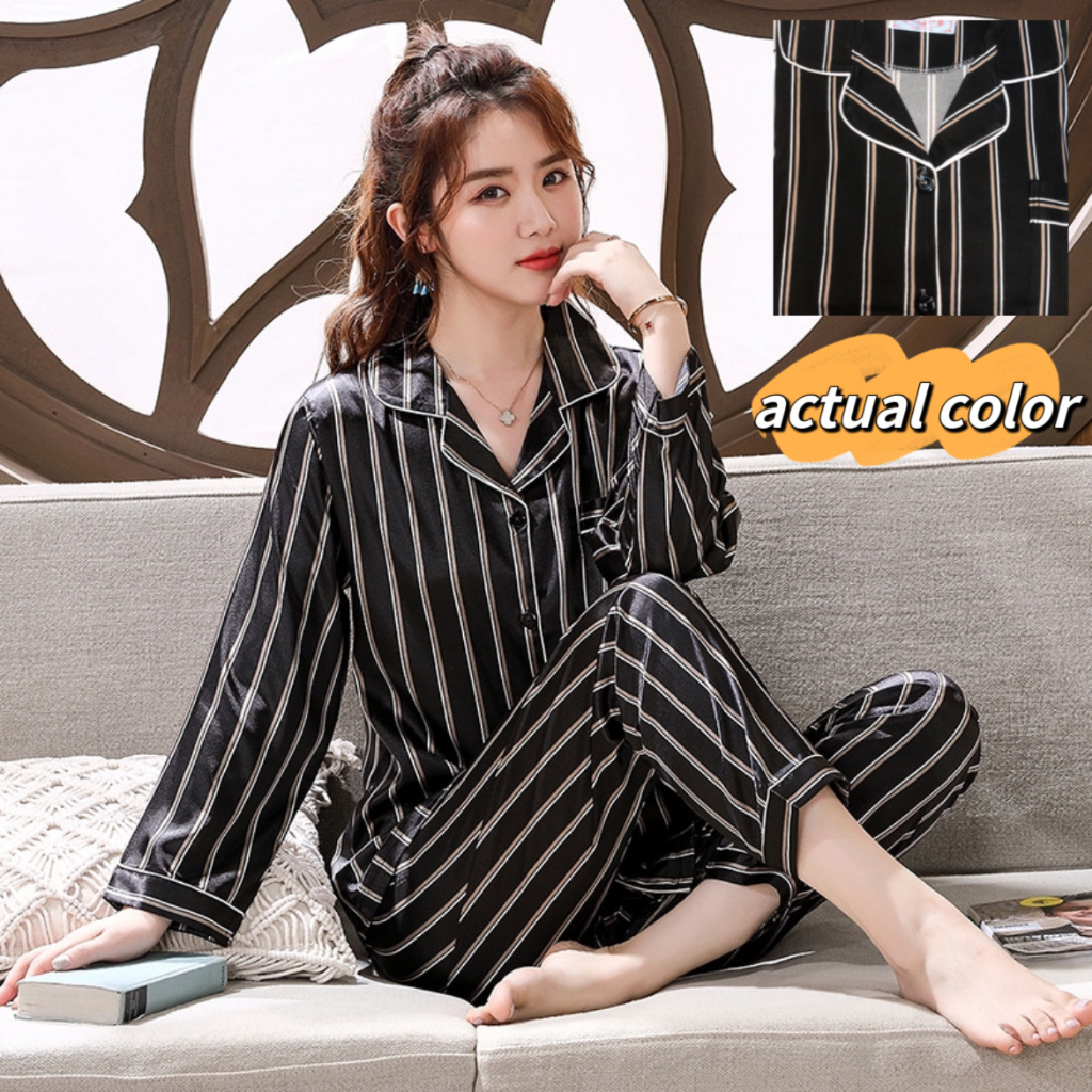 #CAND Korean Striped Checkered Design Terno Cotton Sleepwear ...