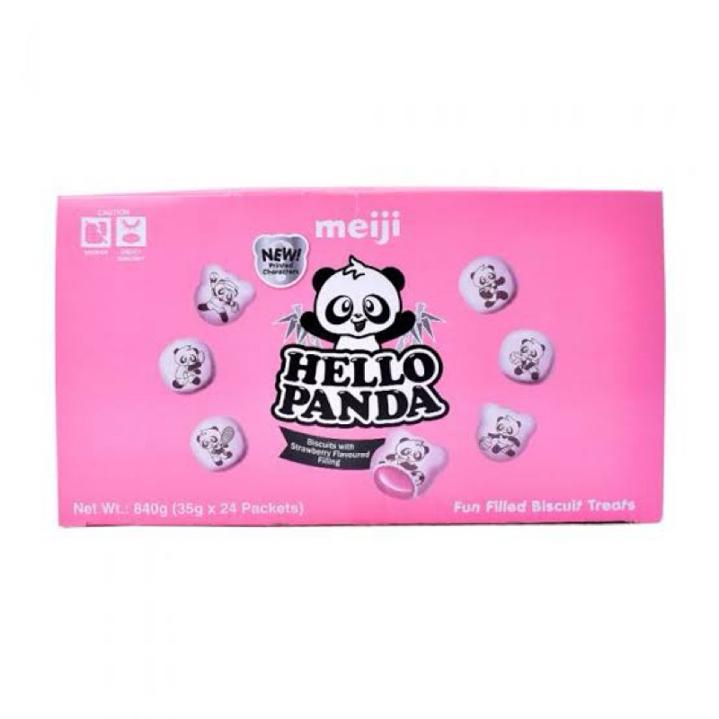 Meiji Hello Panda Strawberry Filled Biscuits Foil Pack 24 x 35g ...