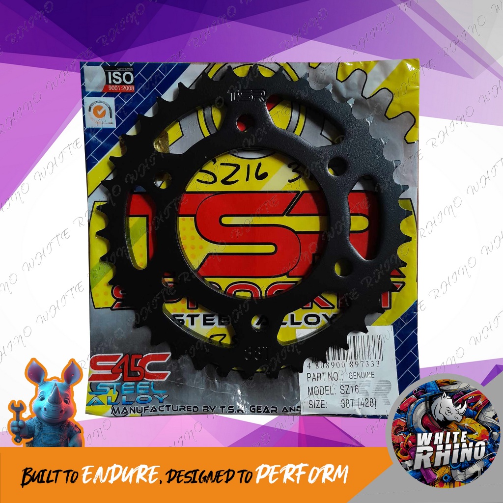 TSR SZ16 / SNIPER150 428 REAR SPROCKET BLACK GENUINE STEEL ALLOY 38T ...