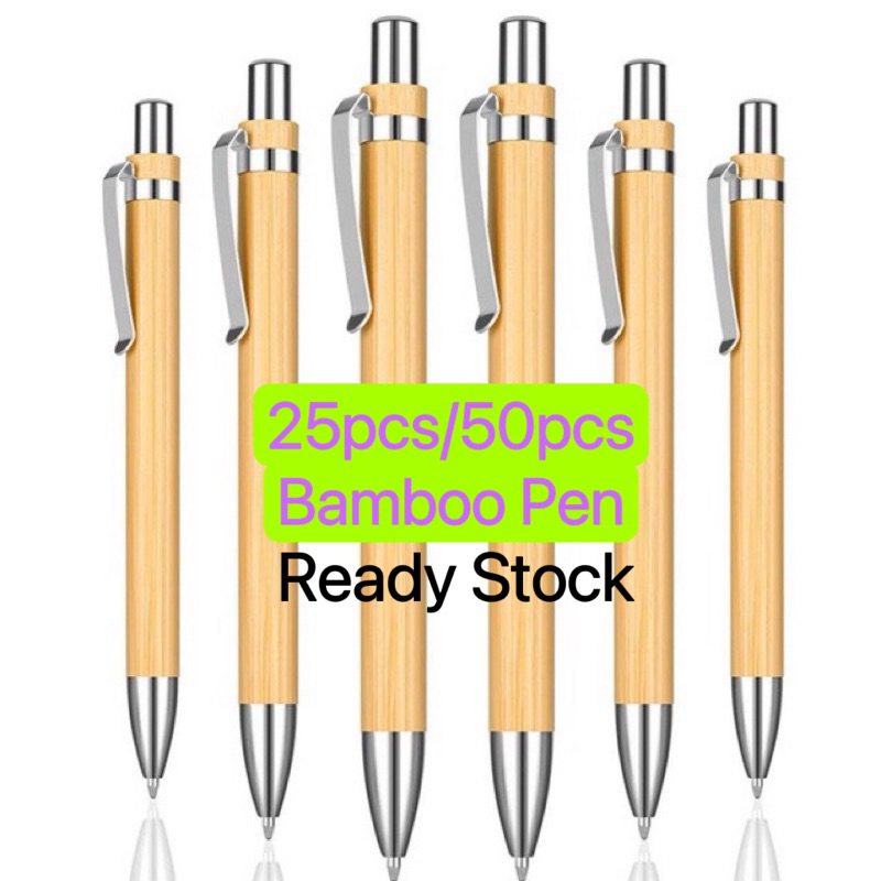 25pcs/50pcs bamboo pen black ink ordinary ballpoint pen advertising pen ...