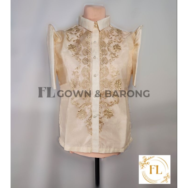 Ladies Barong Filipiniana Top Cream | Shopee Philippines