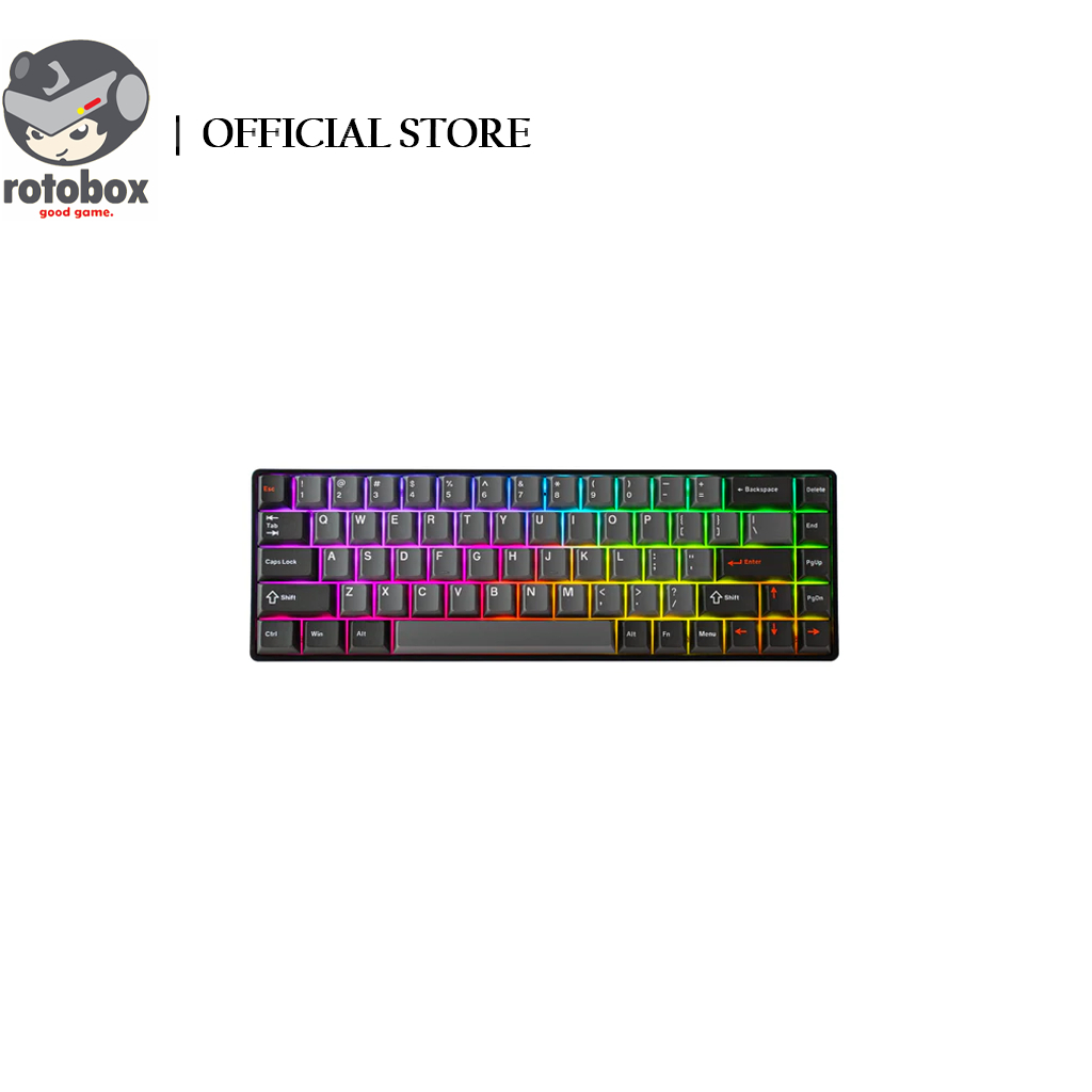 DRUNKDEER G65 BLACK+PBT CHERRY PROFILE W/ GRAY ORANGE KEYBOARD | Shopee ...