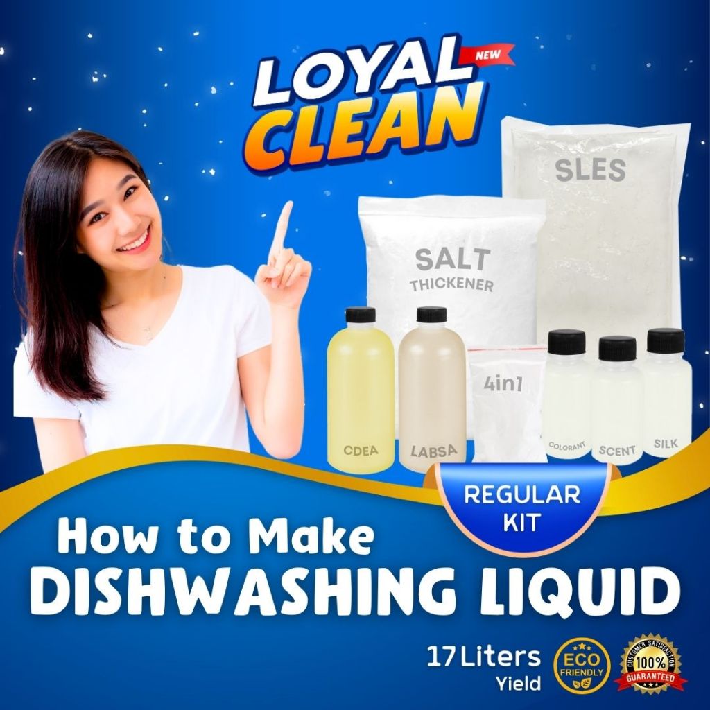LoyalClean Regular Dishwashing Liquid Kit Complete Set DIY Dish Soap Mixture 17-18 Liters Yield ...