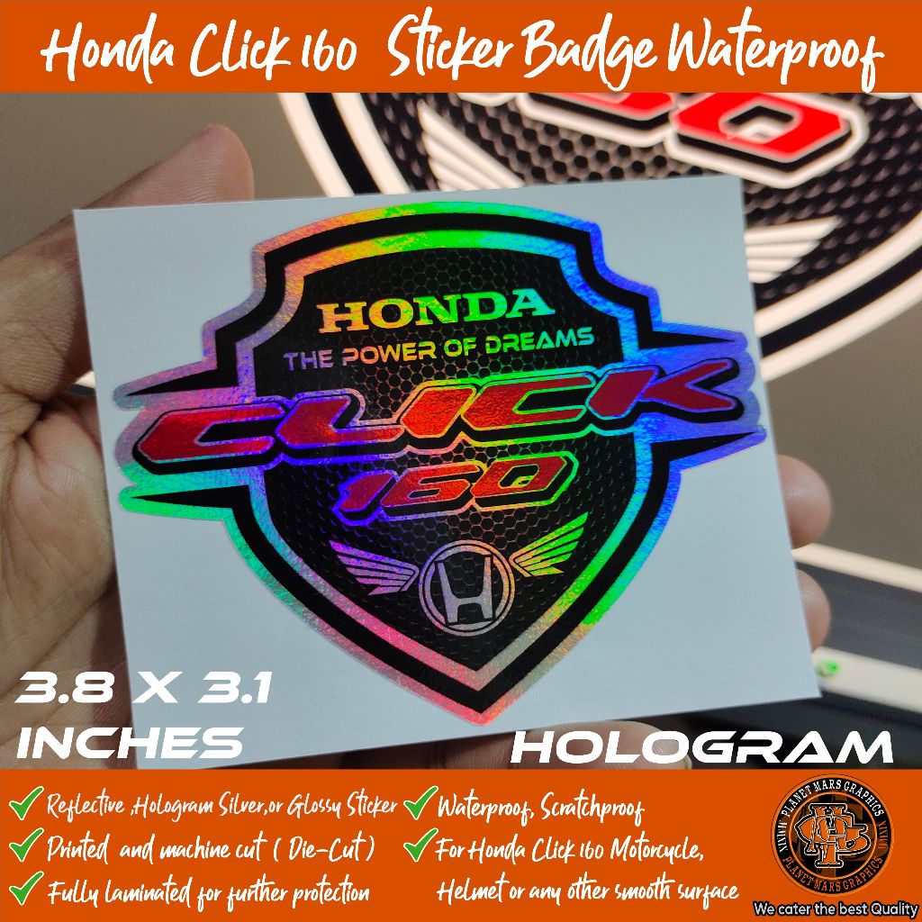 HONDA CLICK 160 STICKER DECAL BADGE waterproof vinyl sticker HOLOGRAM ...