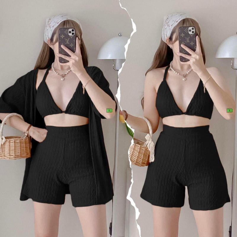 NORLETTE SEXY SUMMER STRING BRA TOP & HIGHWAIST SHORTS W/ BLAZER SUMMER WEAR FOR WOMEN SWIMSUIT ...