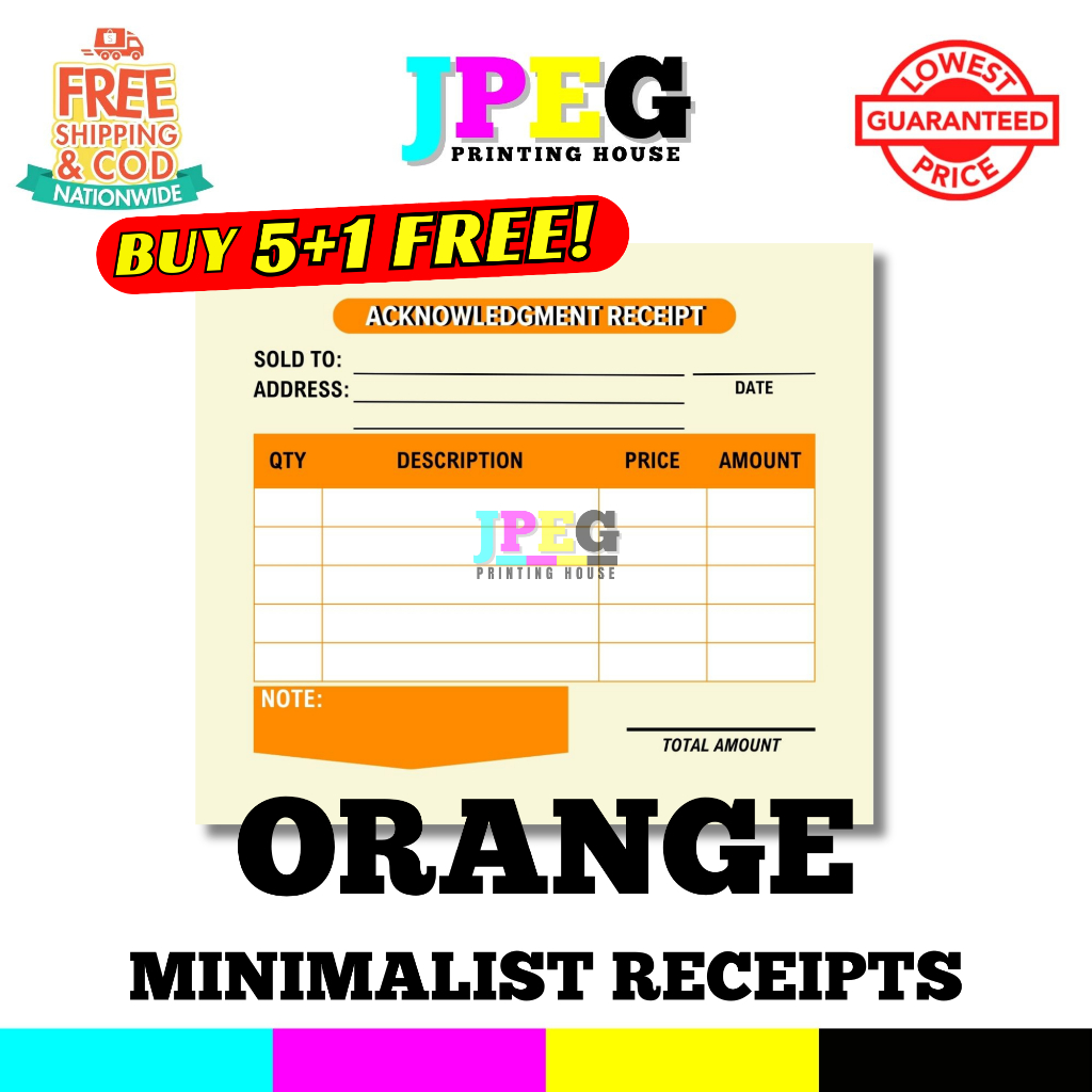 MINI V2 ORANGE Minimalist Acknowledgement Receipt Resibo for Sellers ...