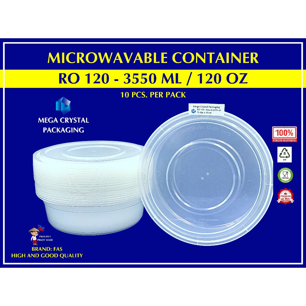 [ 10 Pcs ] Microwavable Container Round RO 120 - Round 3550 ml / 120 oz ...