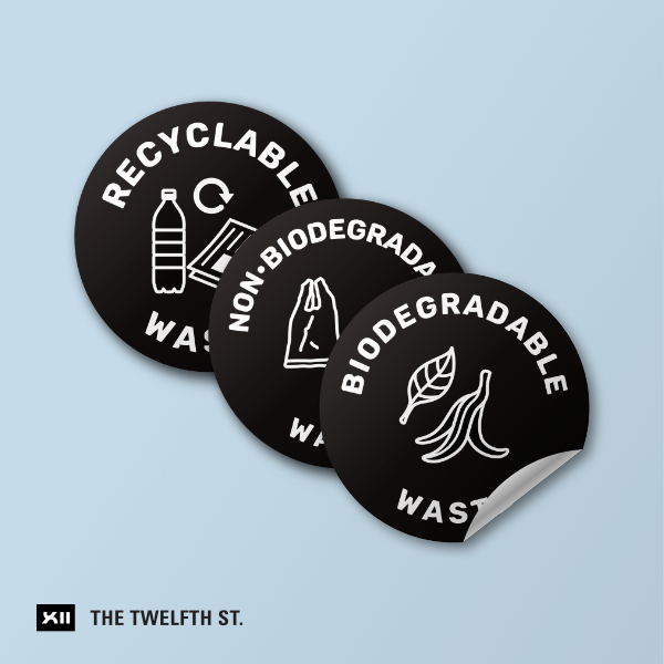 The Twelfth St. Garbage & Recycling Labels | Vinyl Sticker (Round ...