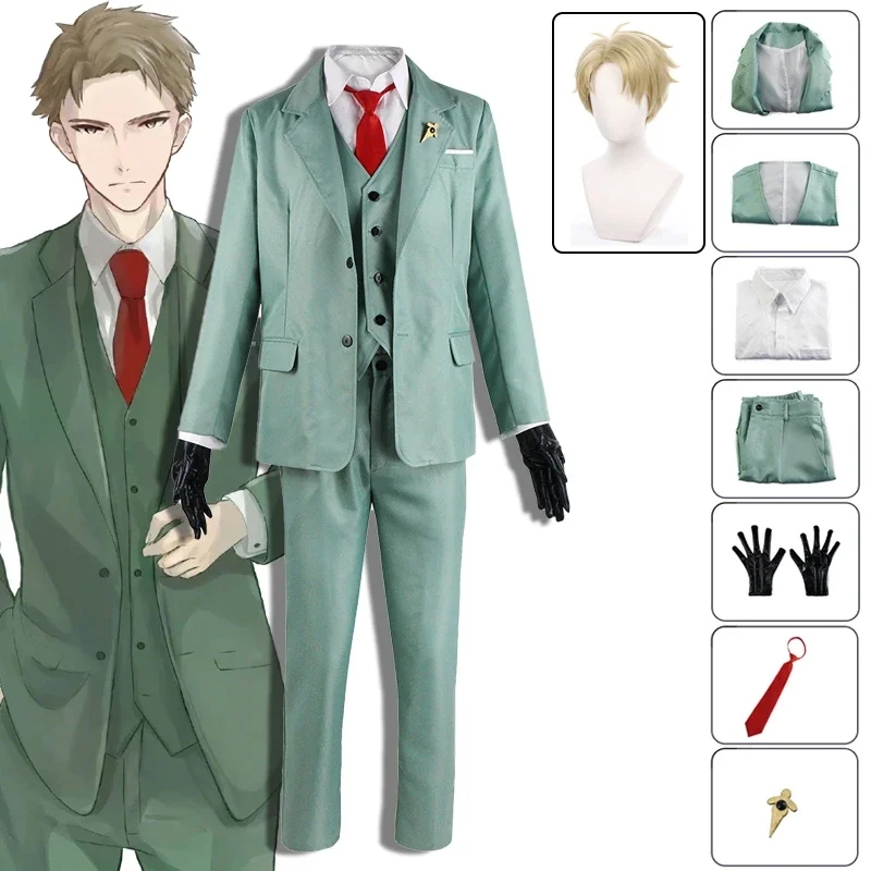 Anime Spy X Family Cosplay Loid Forger Costume Wig Brooch Suit Tie Pin ...