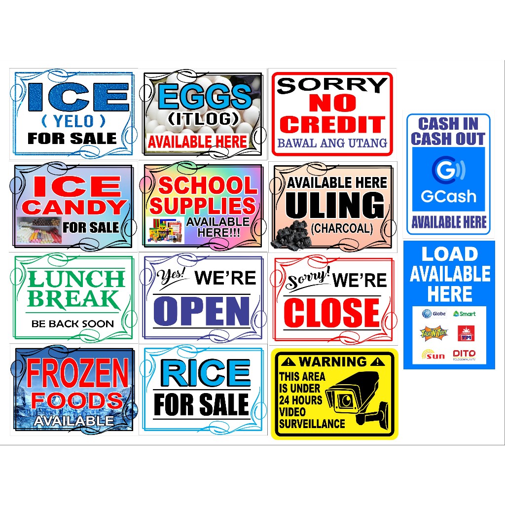 SIGNAGE FOR SARISARI STORE, LAMINATED SIGNS, A4 SIZE | Shopee Philippines