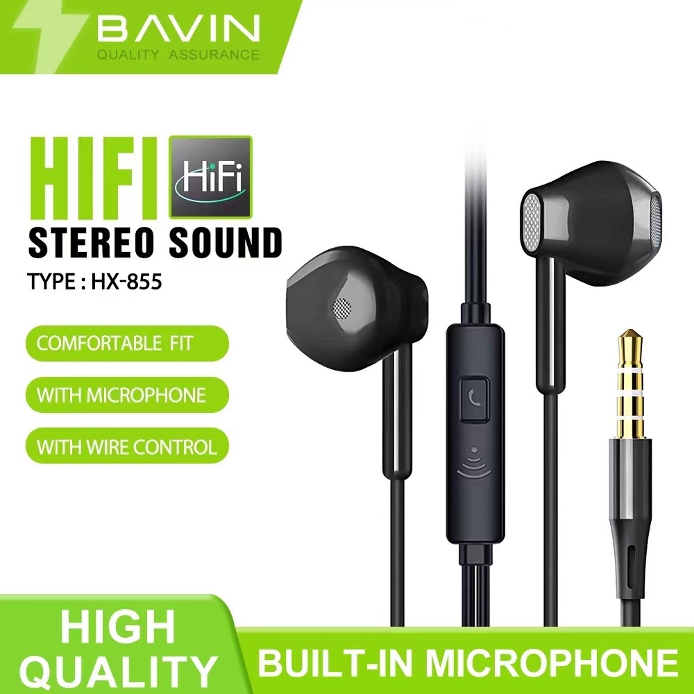 BAVIN 3.5mm HX855 Wired Universal Headset Bass Shock Earphone | Shopee ...