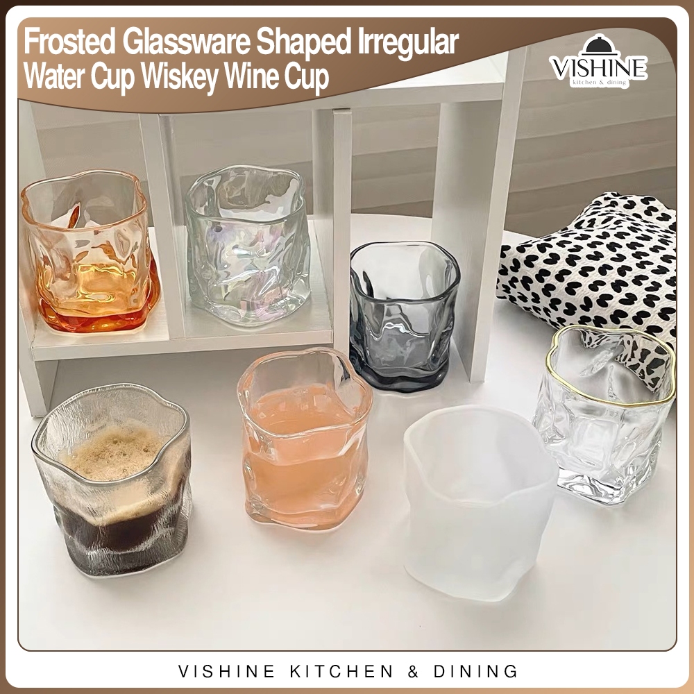 VISHINE Light Luxury Frosted Beverage Glassware Irregular Shaped Water ...