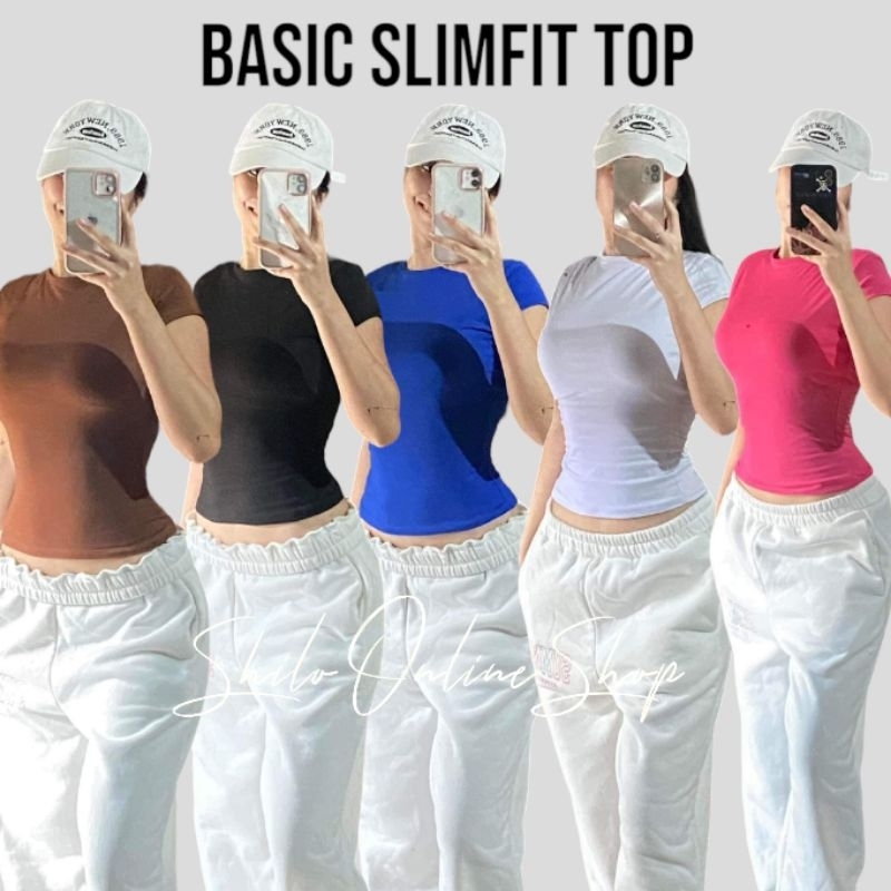 Basic Roundneck Full Length Shirt Double Lining Front Slimfit Top ...