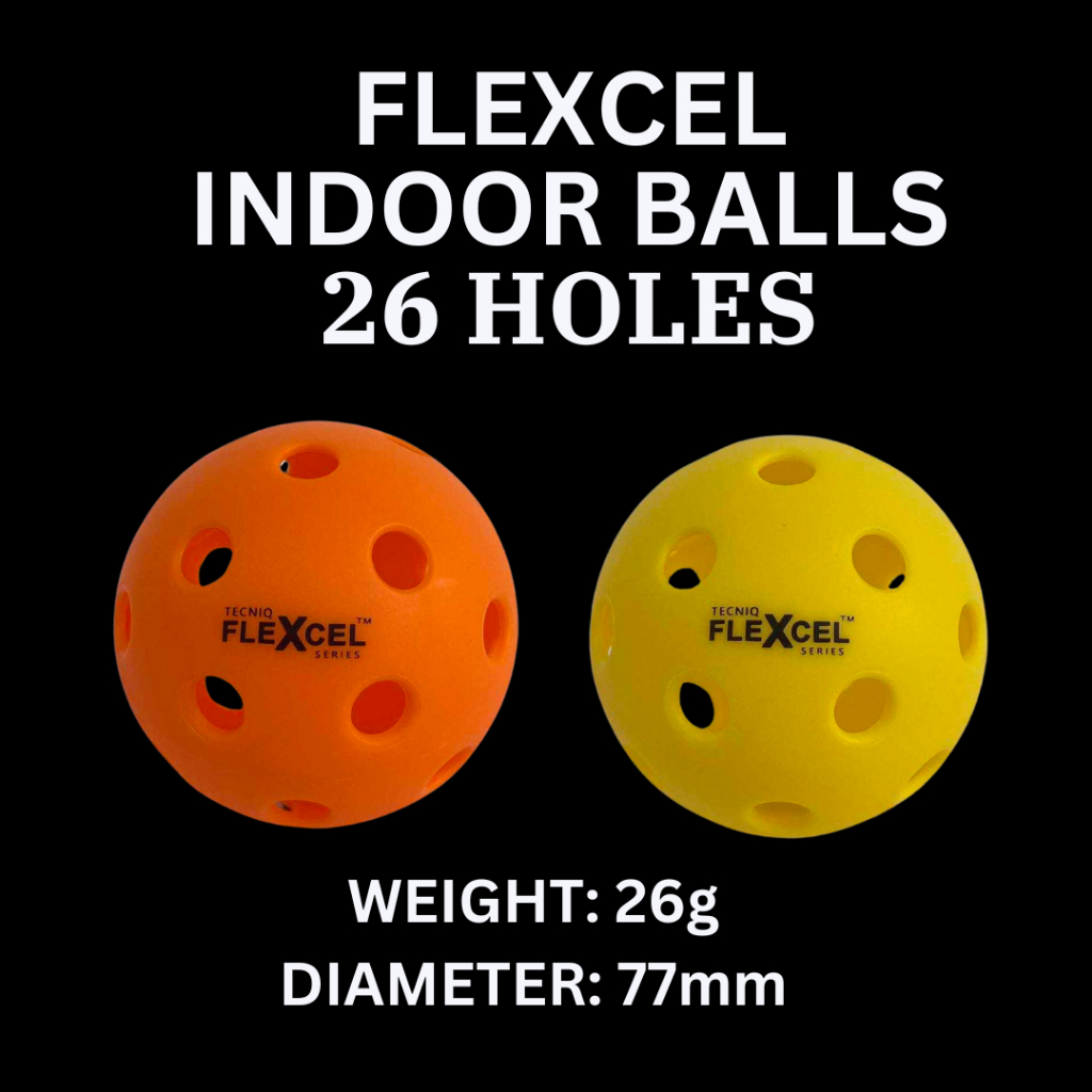 TECNIQ FLEXCEL Pickleball Indoor Balls 26 holes for Indoor Courts 74mm ...