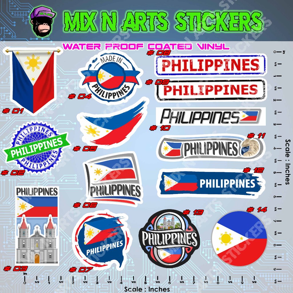 PH Flag Philippines Logo V1 Waterproof Vinyl Sticker for Motorcycle ...