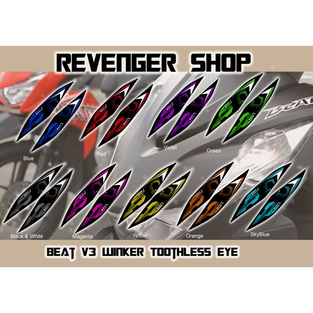 Honda Beat V3 2024 Model Winker/Kilay Decal Sticker Toothless Eyes ...