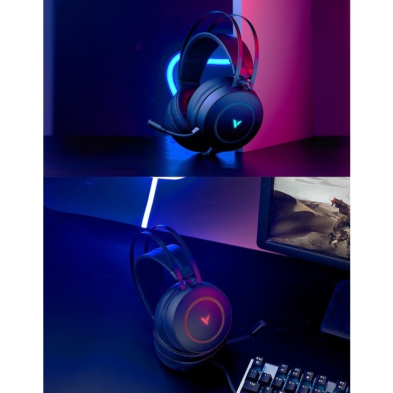 Rapoo VH160 Gaming Headset USB Virtual 7.1 Channel RGB Headphone ENC Noise Cancelling Microphone ...