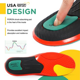 Sports shoe Insoles Poron+PU+mesh+Gel shock absorption shoe Insert cushion Heel protection shoes ...