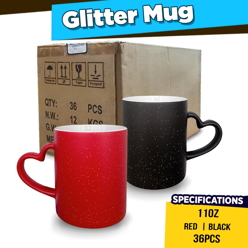 36pcs - QUAFF Sublimation Glitter Magic Mug w/ Heart Handle 11oz ...