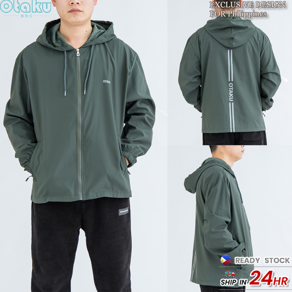 OTAKU Men's Outdoor Jacket Hooded Windproof Korean Trendy Jacket Loose ...