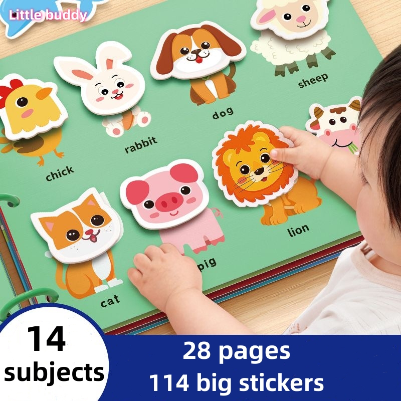 Magic book With Velcro Sticker Game Busy Book Reusable baby Early ...